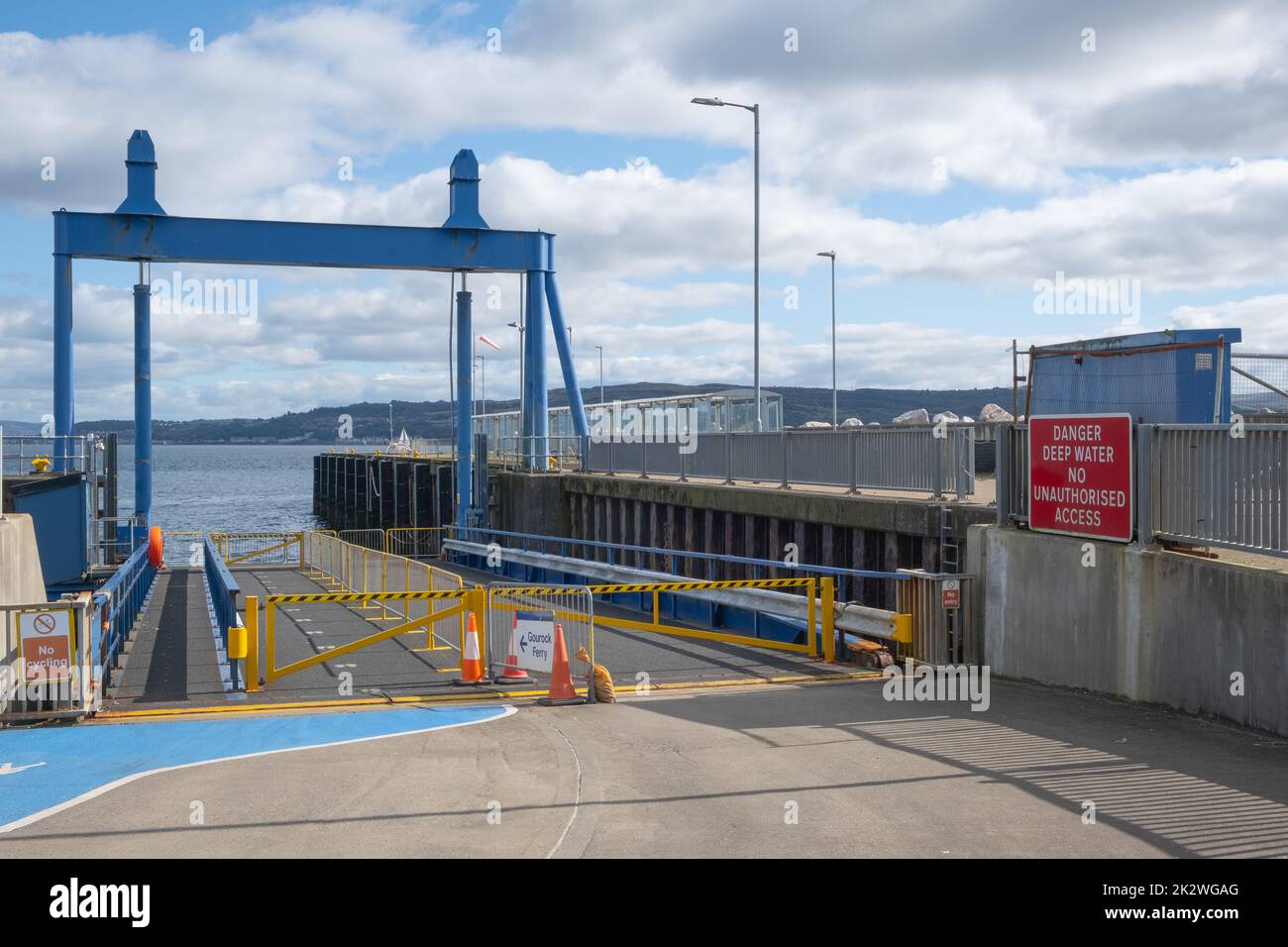 View of ferry arrival and departure area in Dunoon, used by the CalMac ...