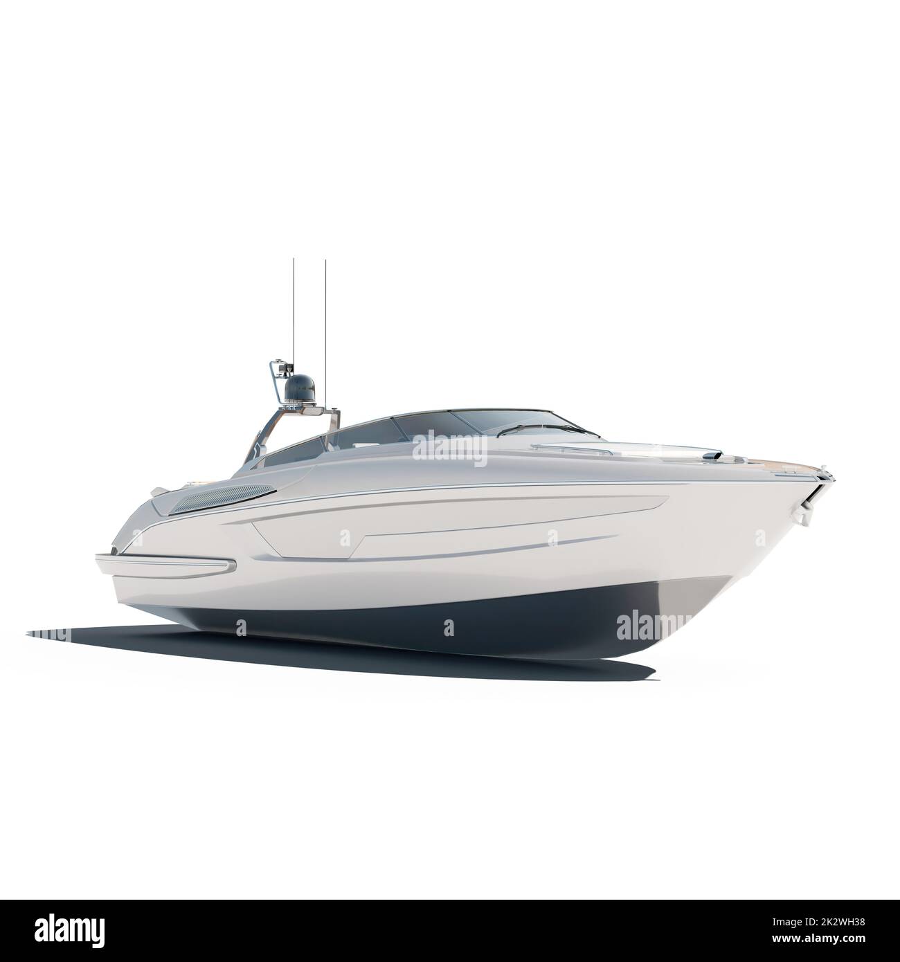 A digital render of a modern luxurious yacht on a white background ...