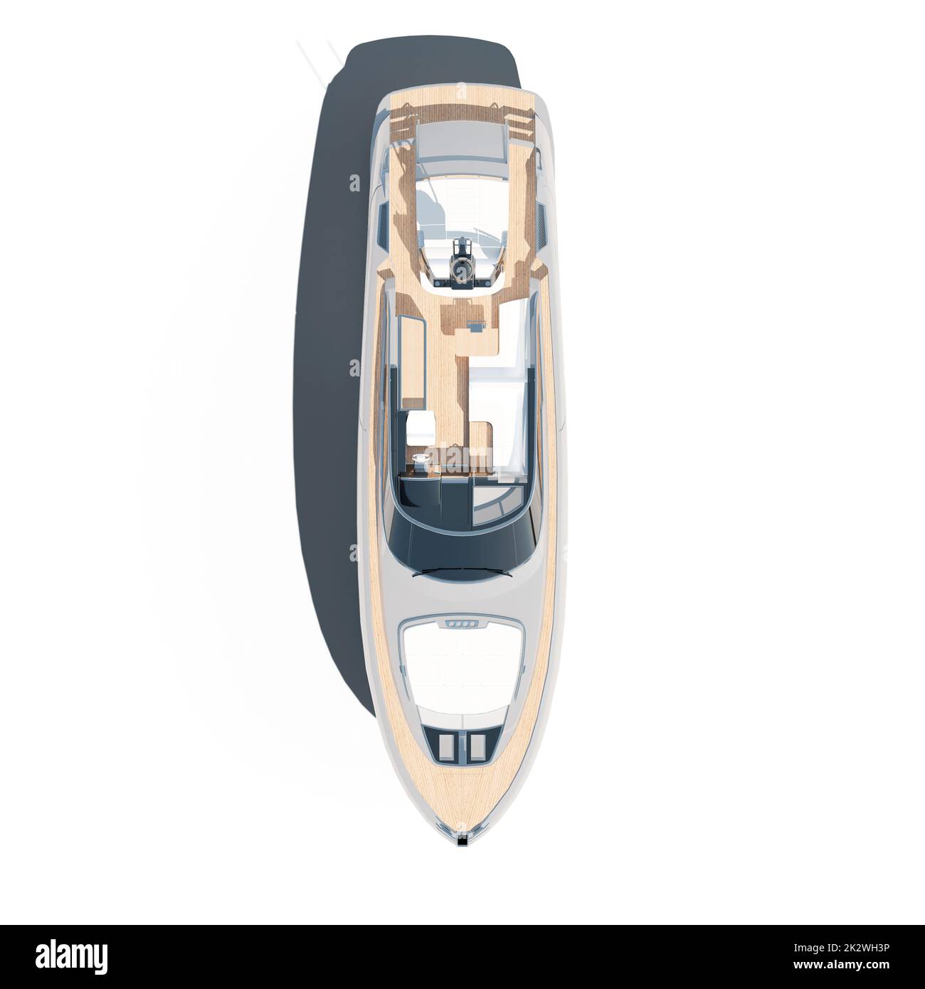 A digital render of a modern luxurious yacht on a white background ...
