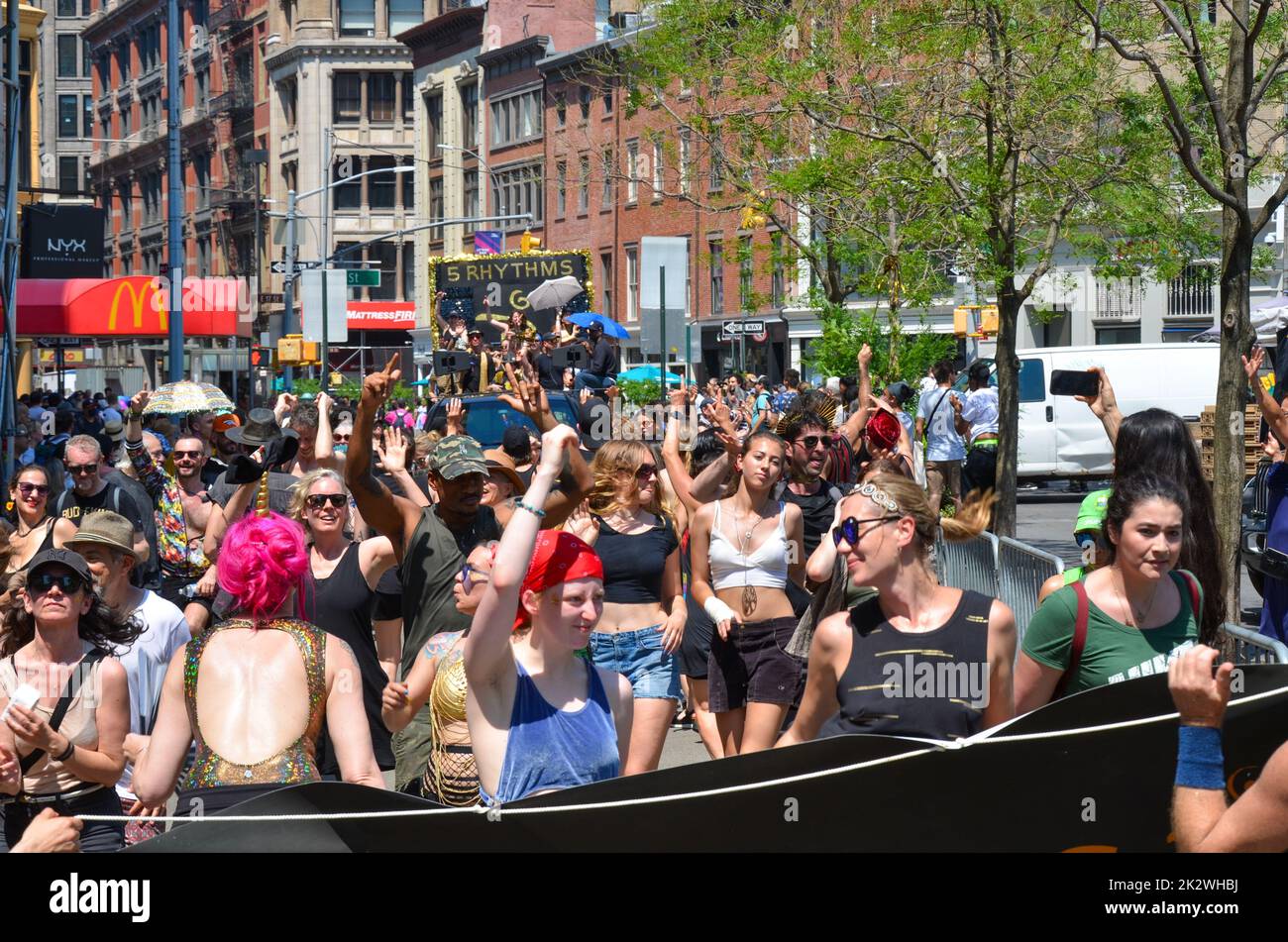 People dancing on road at Annual Dance Parade along Fifth Avenue in New ...