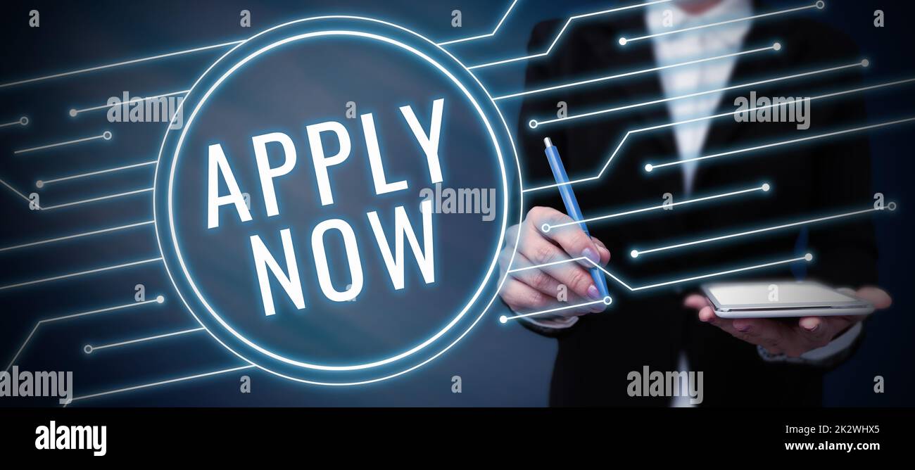 Conceptual caption Apply Now. Business approach An act of a person to ...