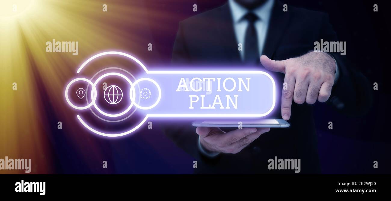Conceptual display Action Plan. Word Written on list of things or ... Conceptual display Action Plan. Word Written on list of things or ...