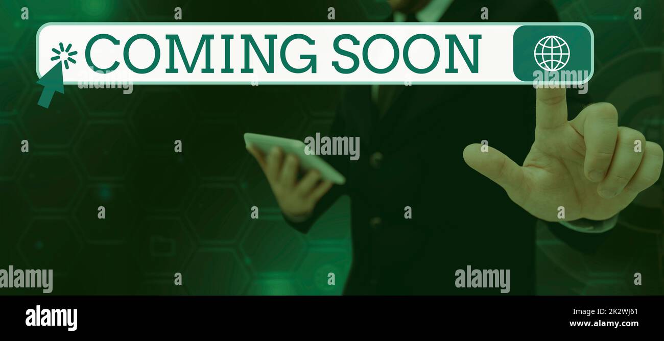 Handwriting text Coming Soon. Concept meaning something is going to ...