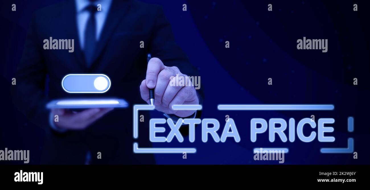 Text caption presenting Extra Price, Business overview extra price ... Text caption presenting Extra Price, Business overview extra price ...