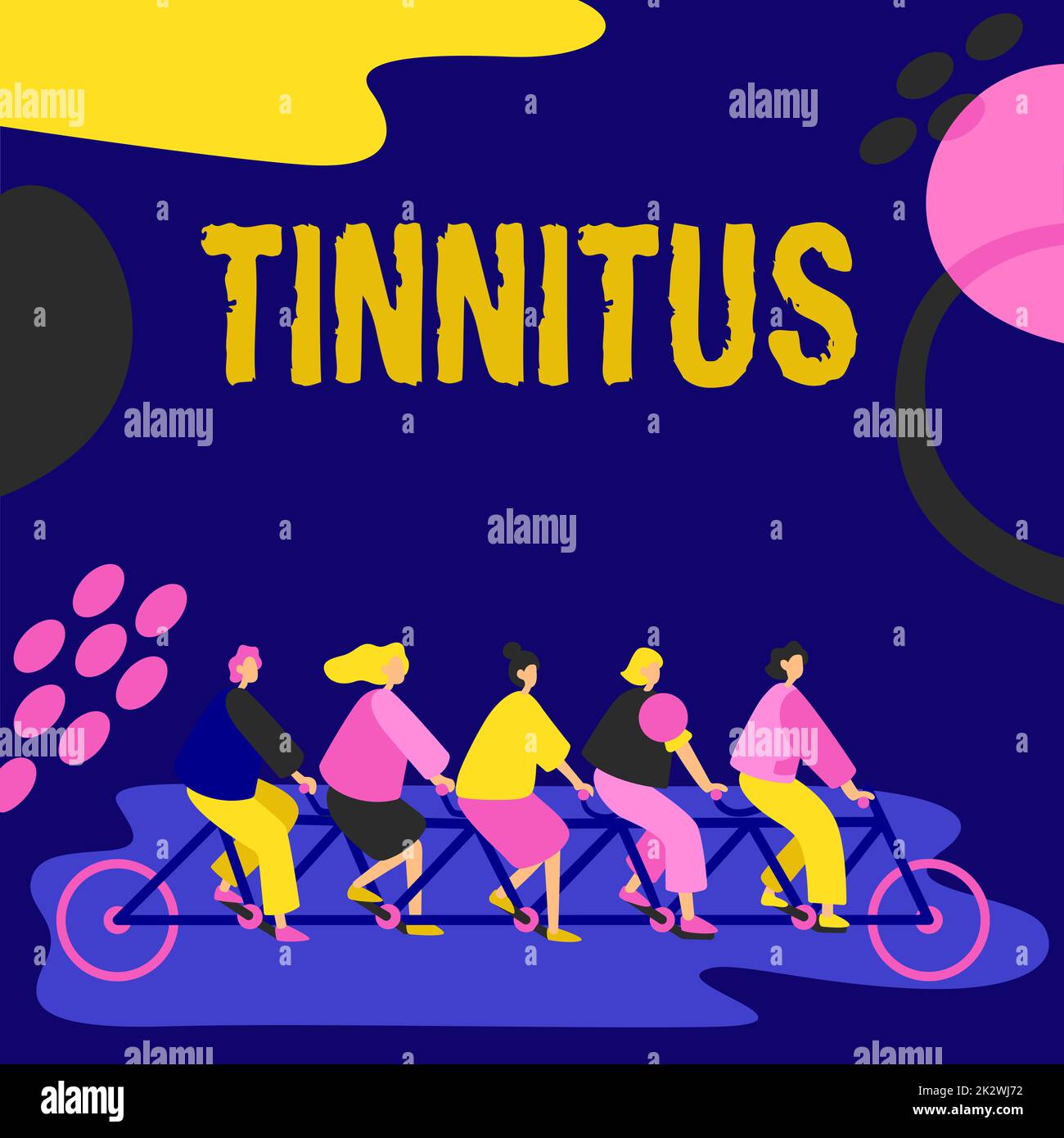 Text caption presenting Tinnitus. Business concept A ringing or music ...