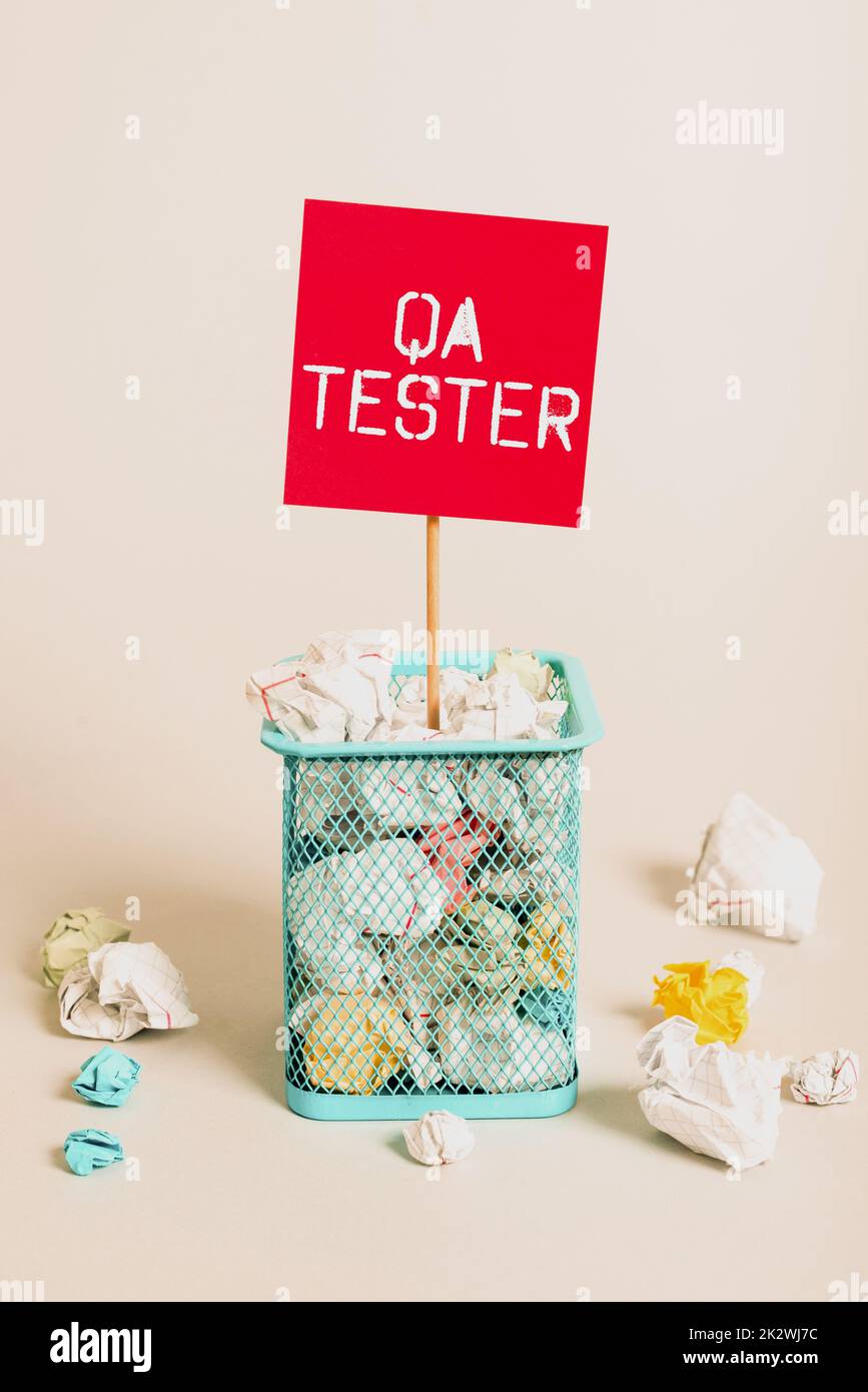 Writing displaying text Qa Tester. Business idea Quality assurance of ...