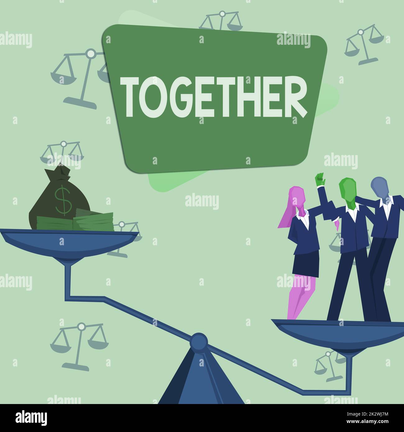 Writing displaying text Together. Concept meaning In proximity,union or ...