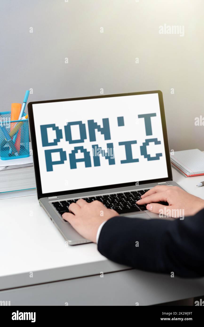 Conceptual caption Don T Not Panic. Business overview sudden strong ...