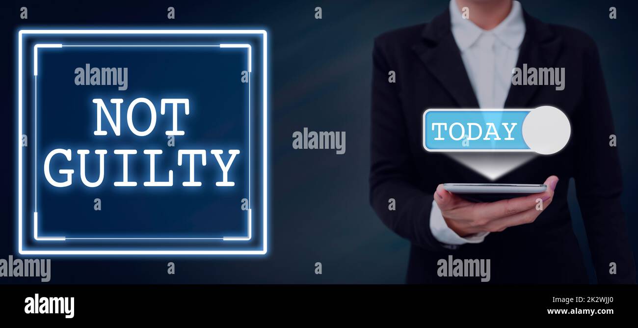 Writing displaying text Not Guilty. Internet Concept someone is ...