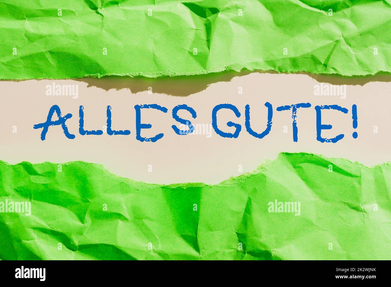 Text caption presenting Alles Gute. Word Written on german translation ...