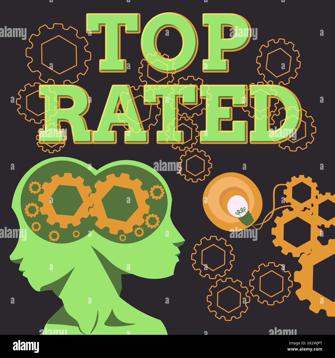 Conceptual caption Top Rated. Business approach The high amount of a ...