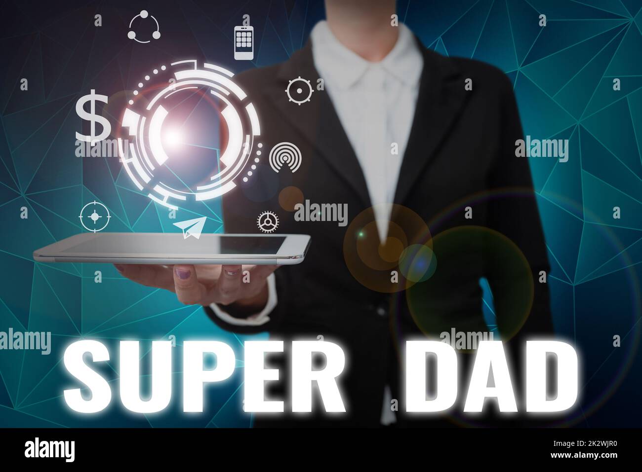 Text sign showing Super Dad. Concept meaning Children idol and super ...