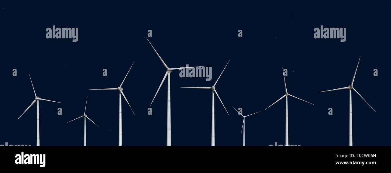 Wind turbines at night Stock Photo - Alamy