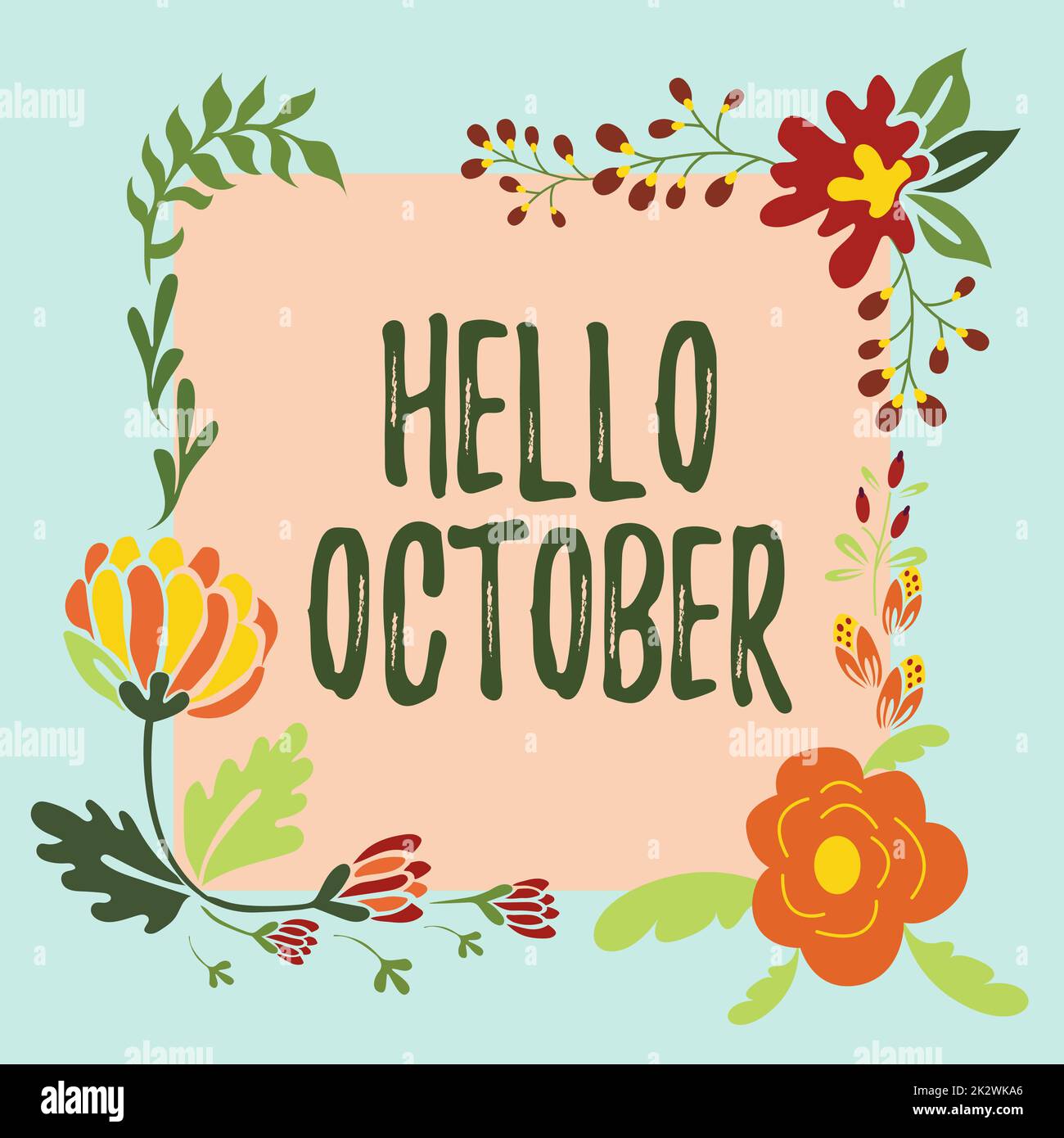 Text caption presenting Hello October. Concept meaning Last Quarter ...