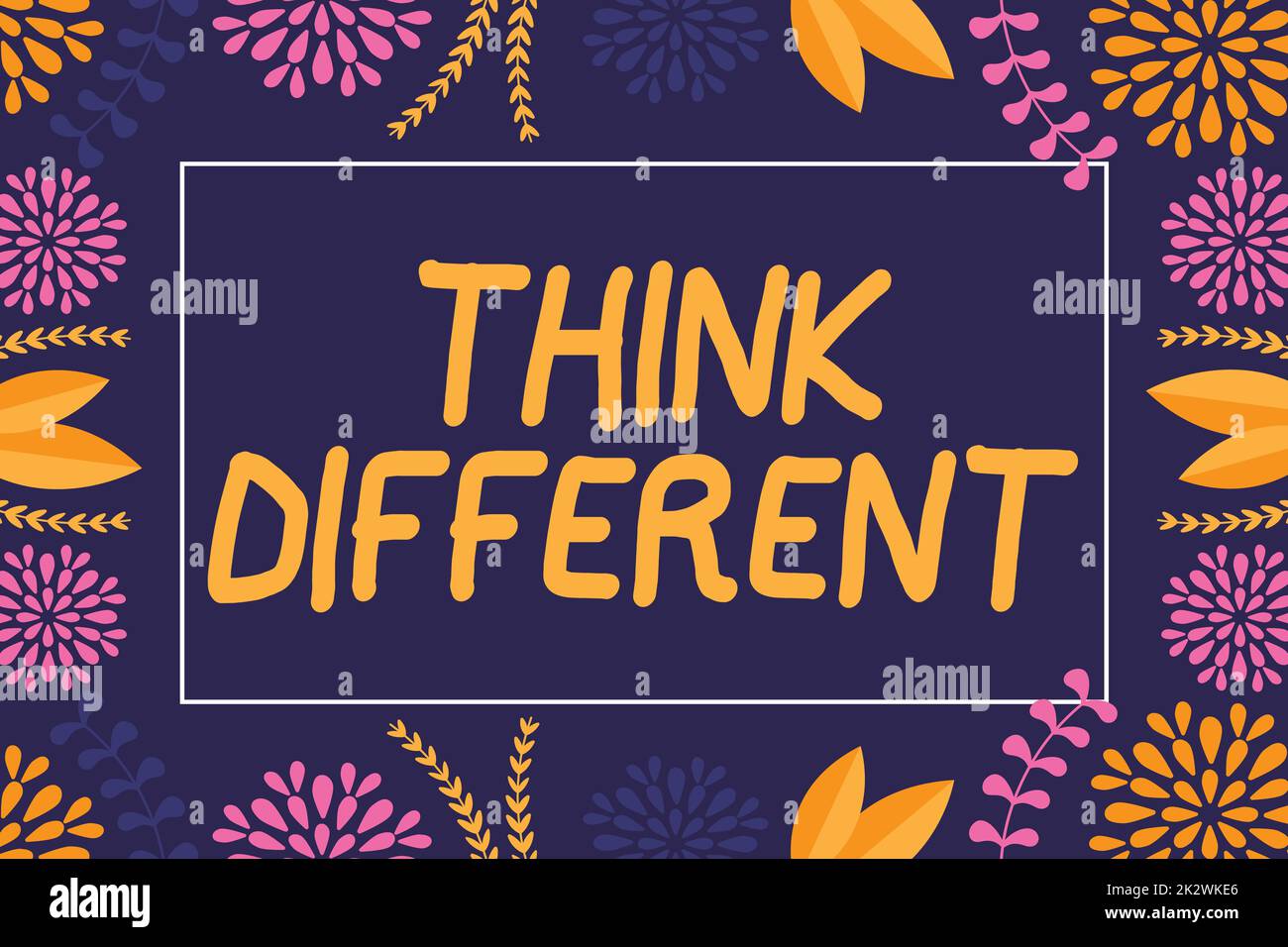 Text caption presenting Think Different. Conceptual photo be unique ...