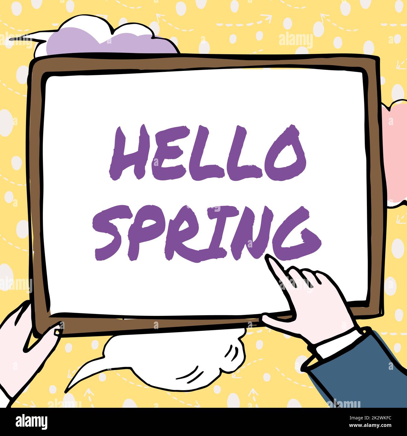 Conceptual caption Hello Spring. Word for Welcoming the season after ...