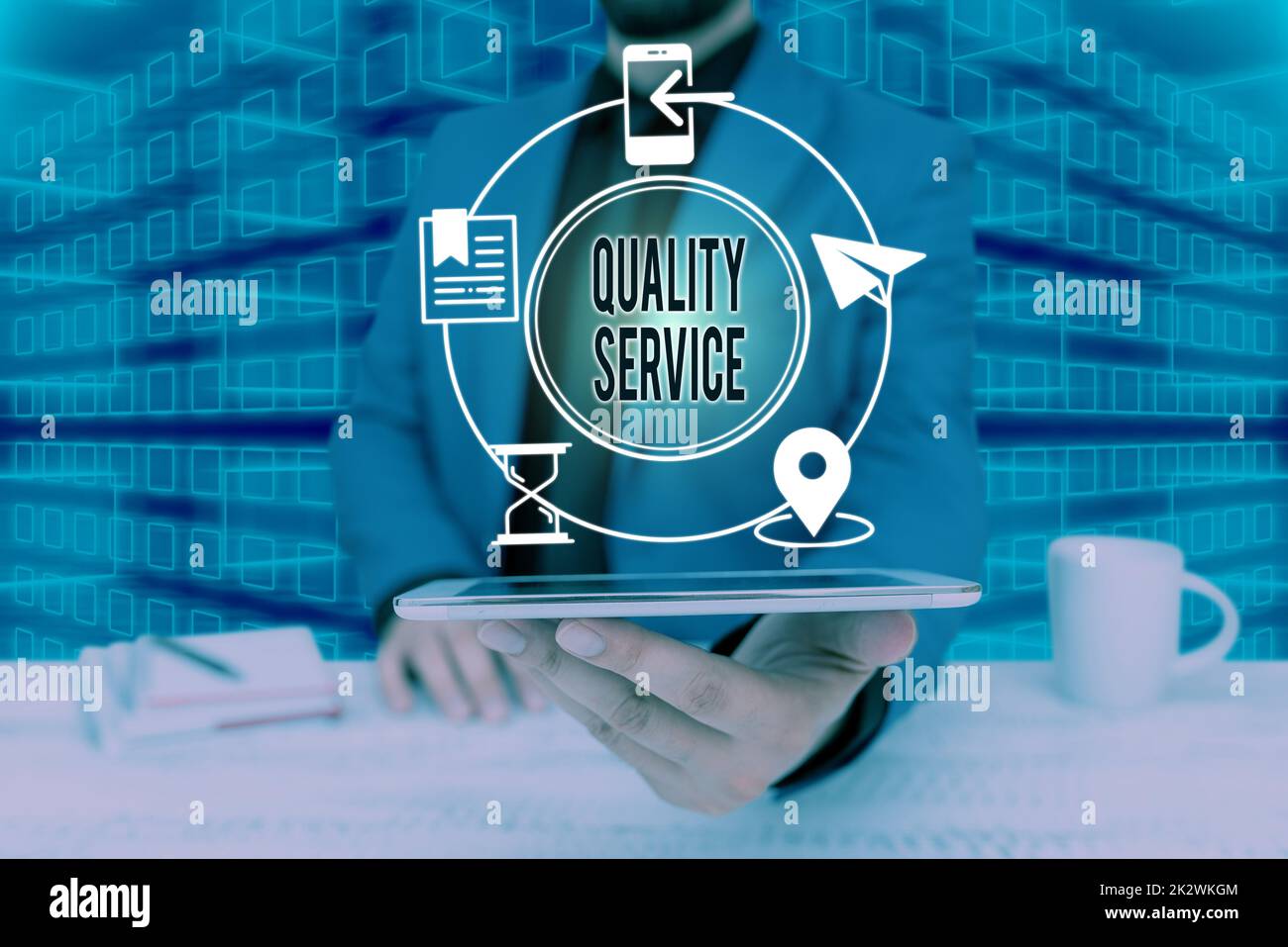 Writing displaying text Quality Service. Business idea how well ...