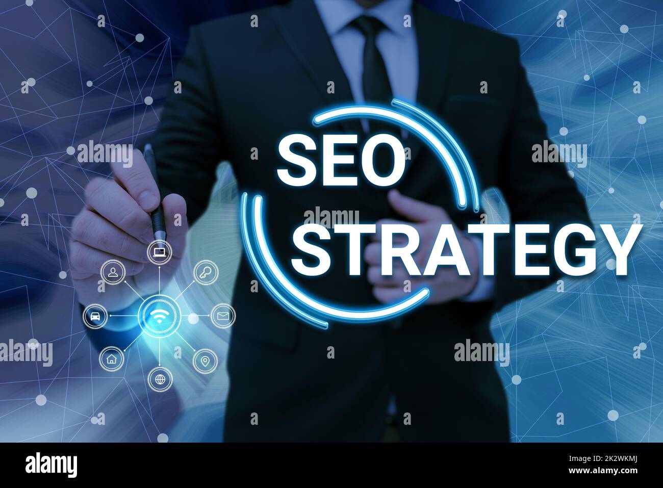 Sign displaying Seo Strategy. Word for Techniques and tactics to ...