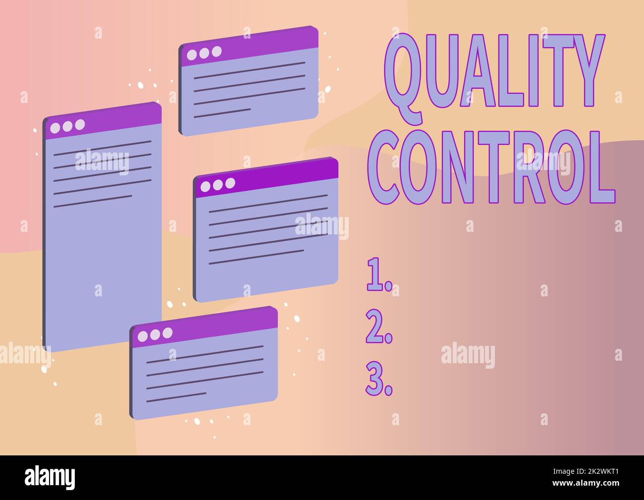 Text caption presenting Quality Control. Business overview insure that ...