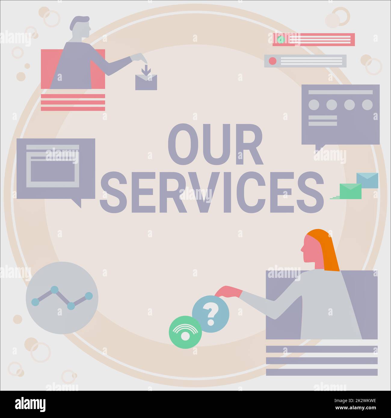 Conceptual display Our Services. Business idea The occupation or ...