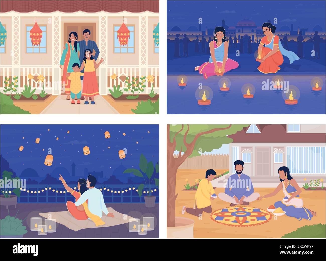 People celebrating diwali celebration Stock Vector Images - Alamy