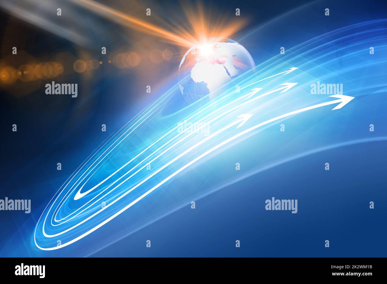 Graphical arrows around earth globe at space concept series 1352 Stock ...