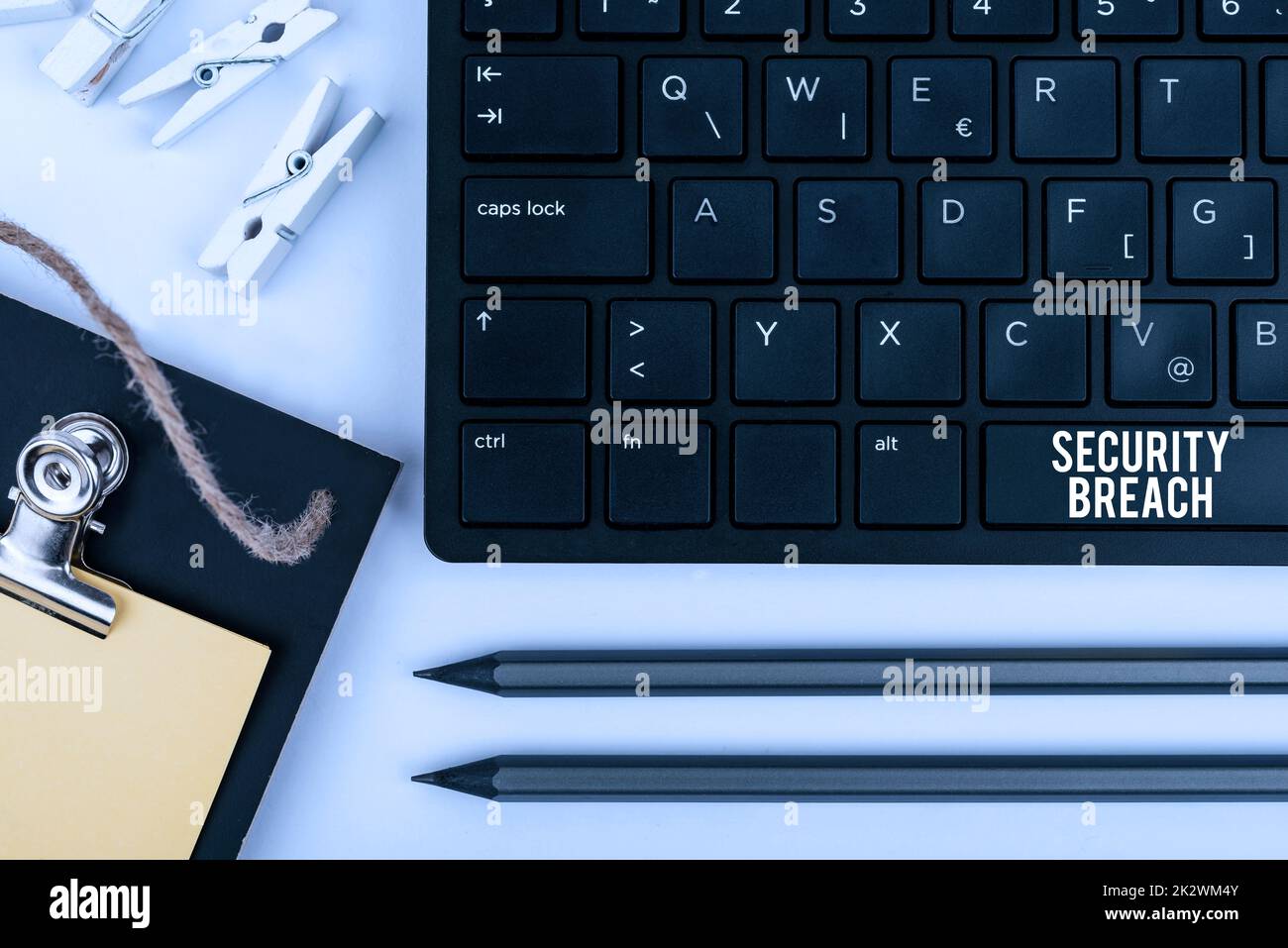 Text Sign Showing Security Breach Word Written On Incident That Results In Unauthorized Access