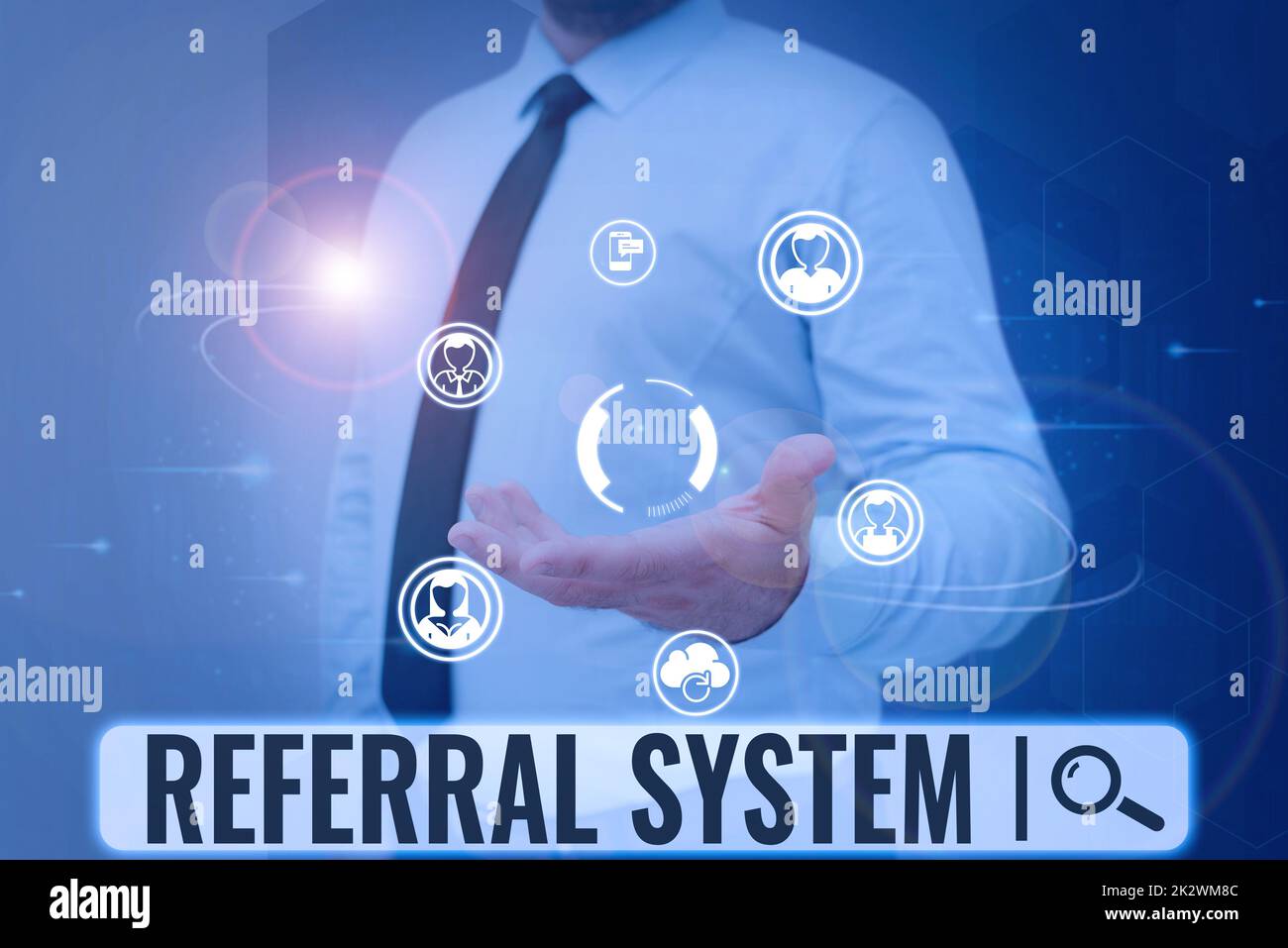 Text showing inspiration Referral System. Concept meaning sending own ...