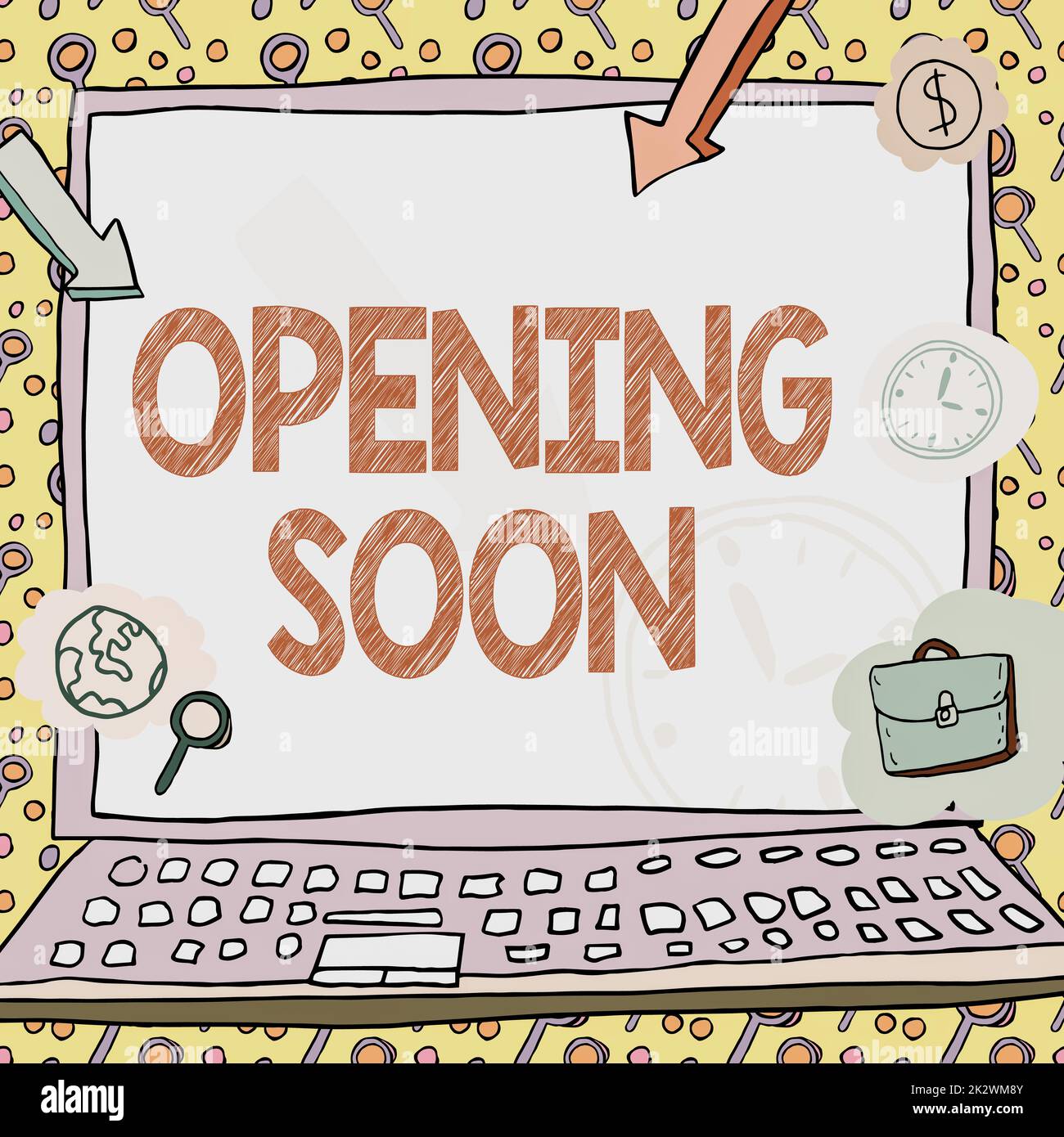 Handwriting text Opening Soon. Business overview Going to be available ...