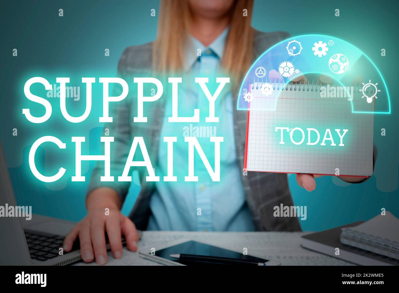 Hand Writing Sign Supply Chain Business Approach System Of Organization And Processes From