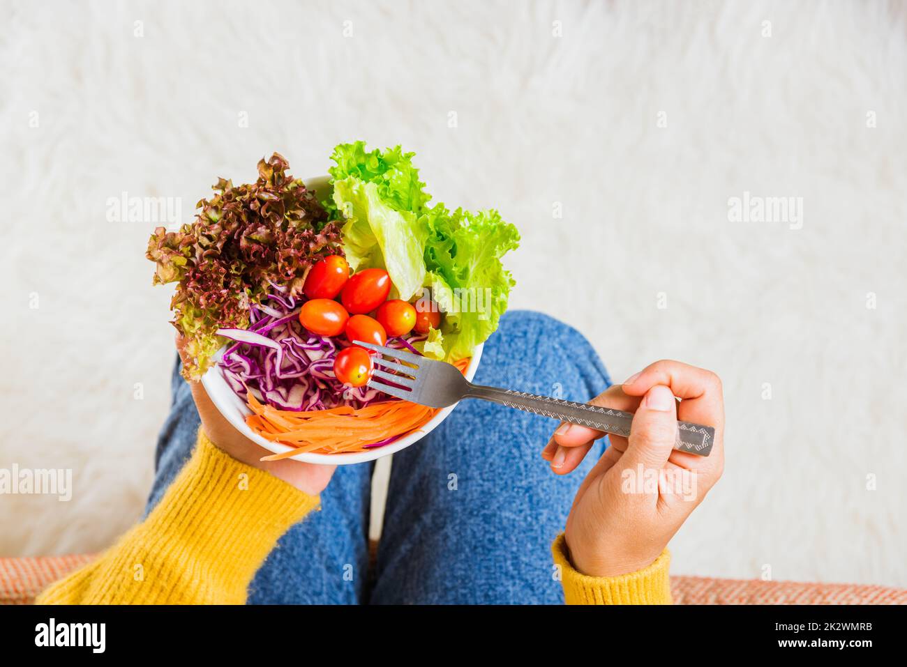 Woman eating delicious healthy meal hi-res stock photography and images ...