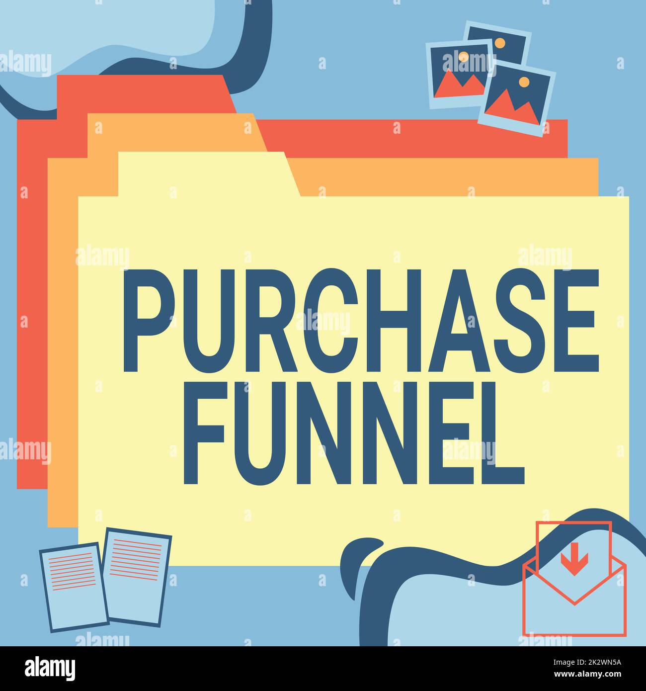 Conceptual caption Purchase Funnel. Business idea consumer model which ...