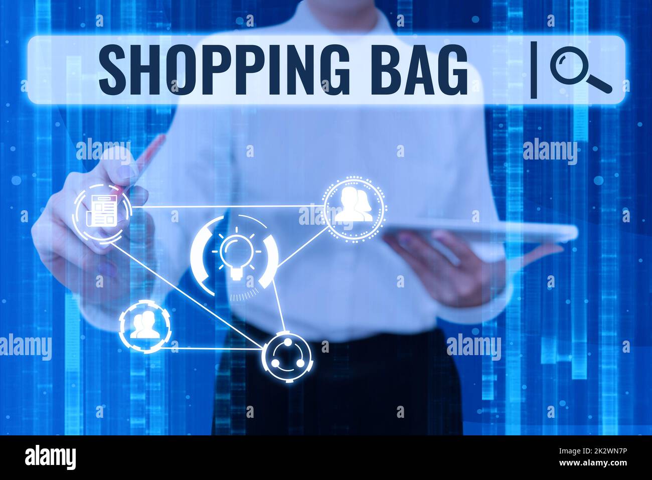Conceptual display Shopping Bag. Business overview Containers for carrying personal possessions ...