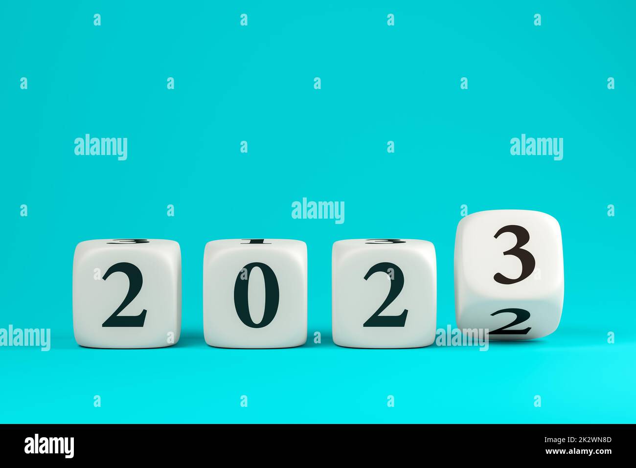 dice with numbers 2023 on a blue background 3 D illustration Stock ...