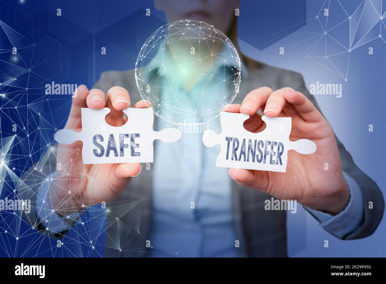 Text caption presenting Safe Transfer. Business concept Wire Transfers ...