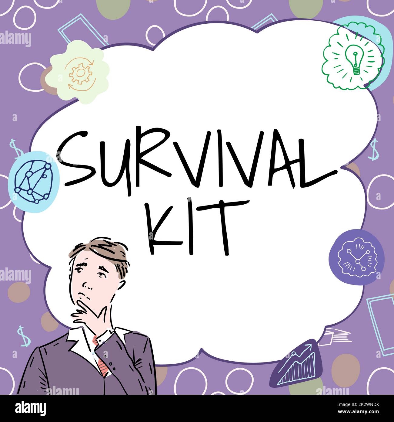 Sign displaying Survival Kit. Business approach Emergency Equipment ...