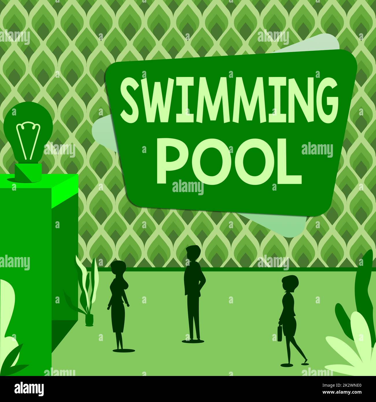 Text caption presenting Swimming Pool. Business idea Structure designed ...
