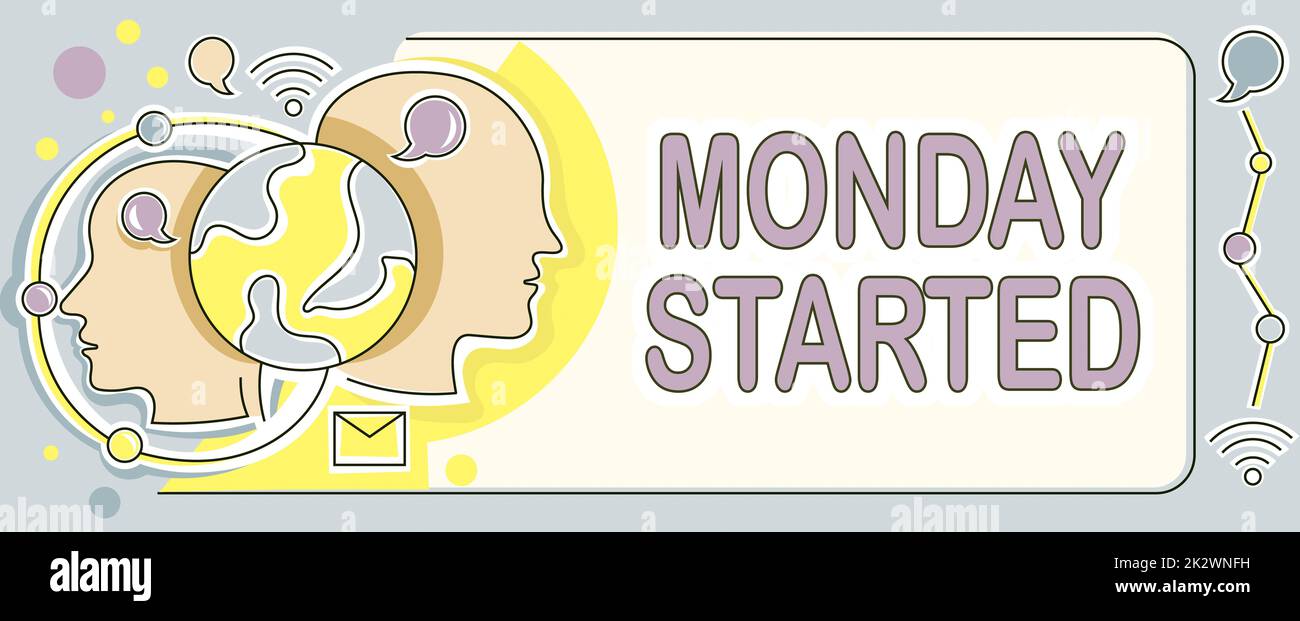 Inspiration showing sign Monday Started. Conceptual photo getting ready ...