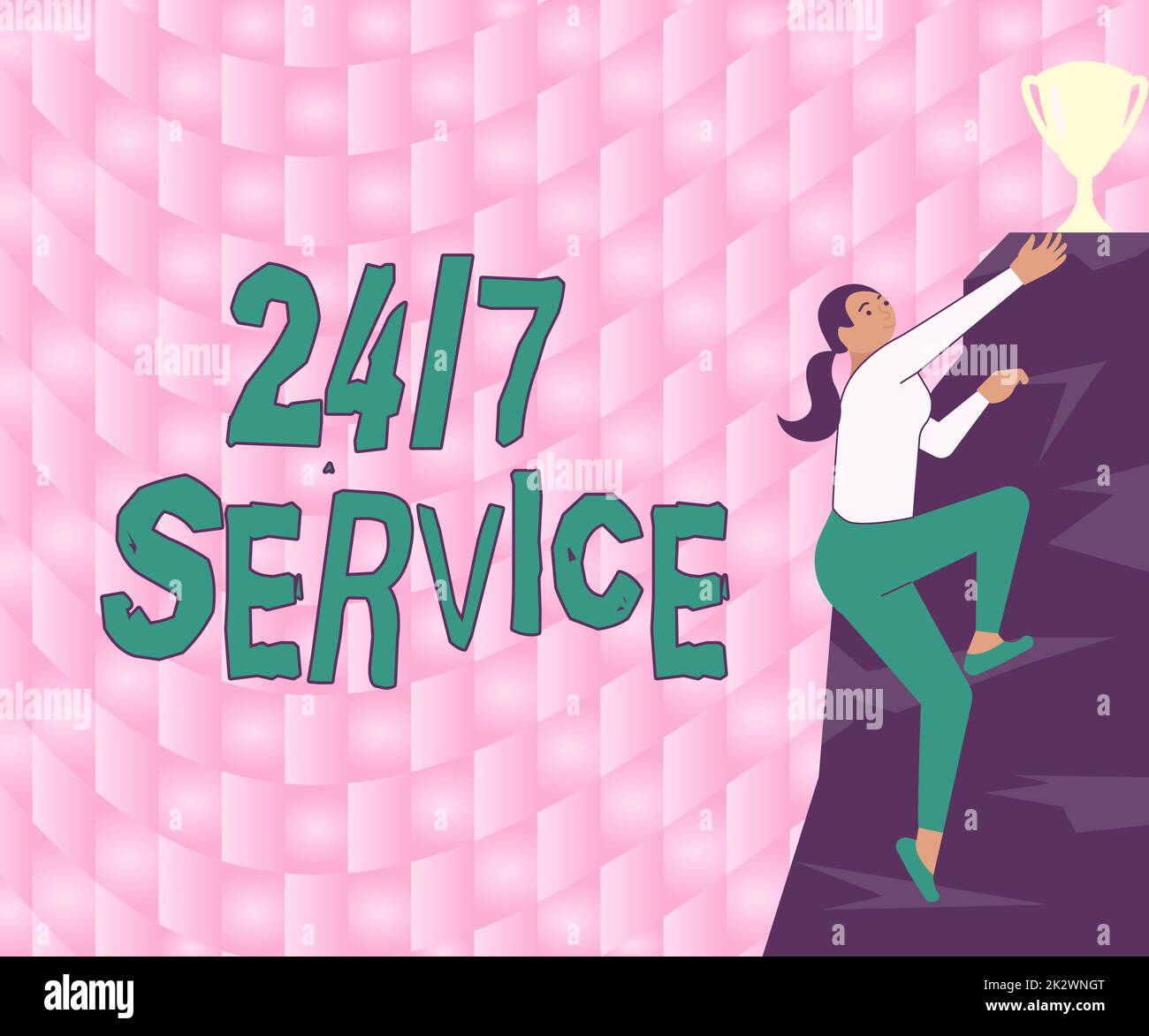 Sign displaying 24 Or 7 Service. Word for Always available to serve ...