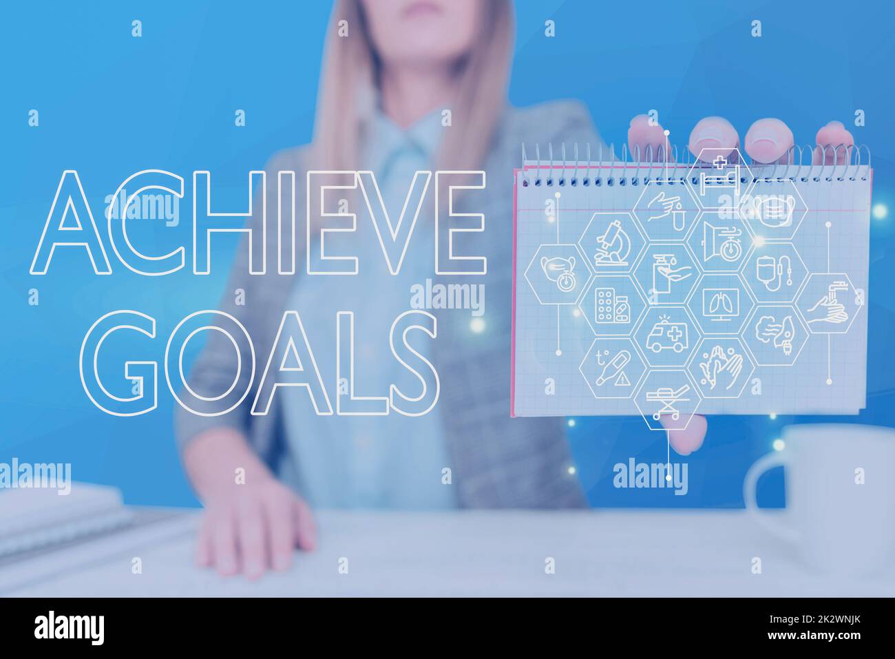 Text caption presenting Achieve Goals. Conceptual photo Results ...