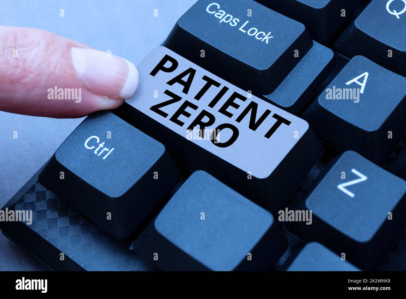 Conceptual caption Patient Zero. Word for primary disease carrier of ...