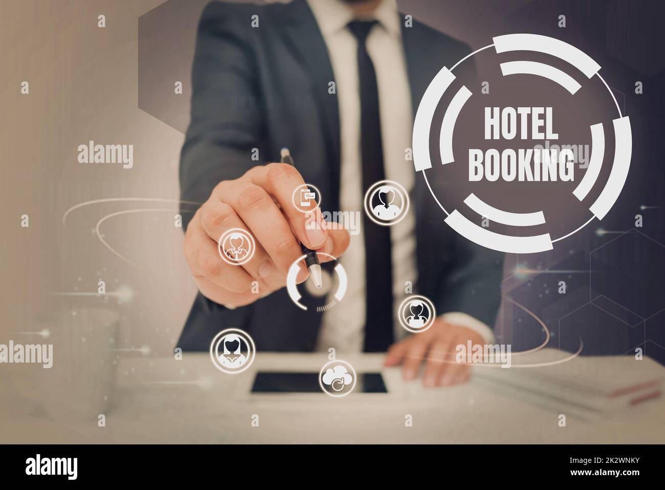 Text caption presenting Hotel Booking. Conceptual photo Online ...