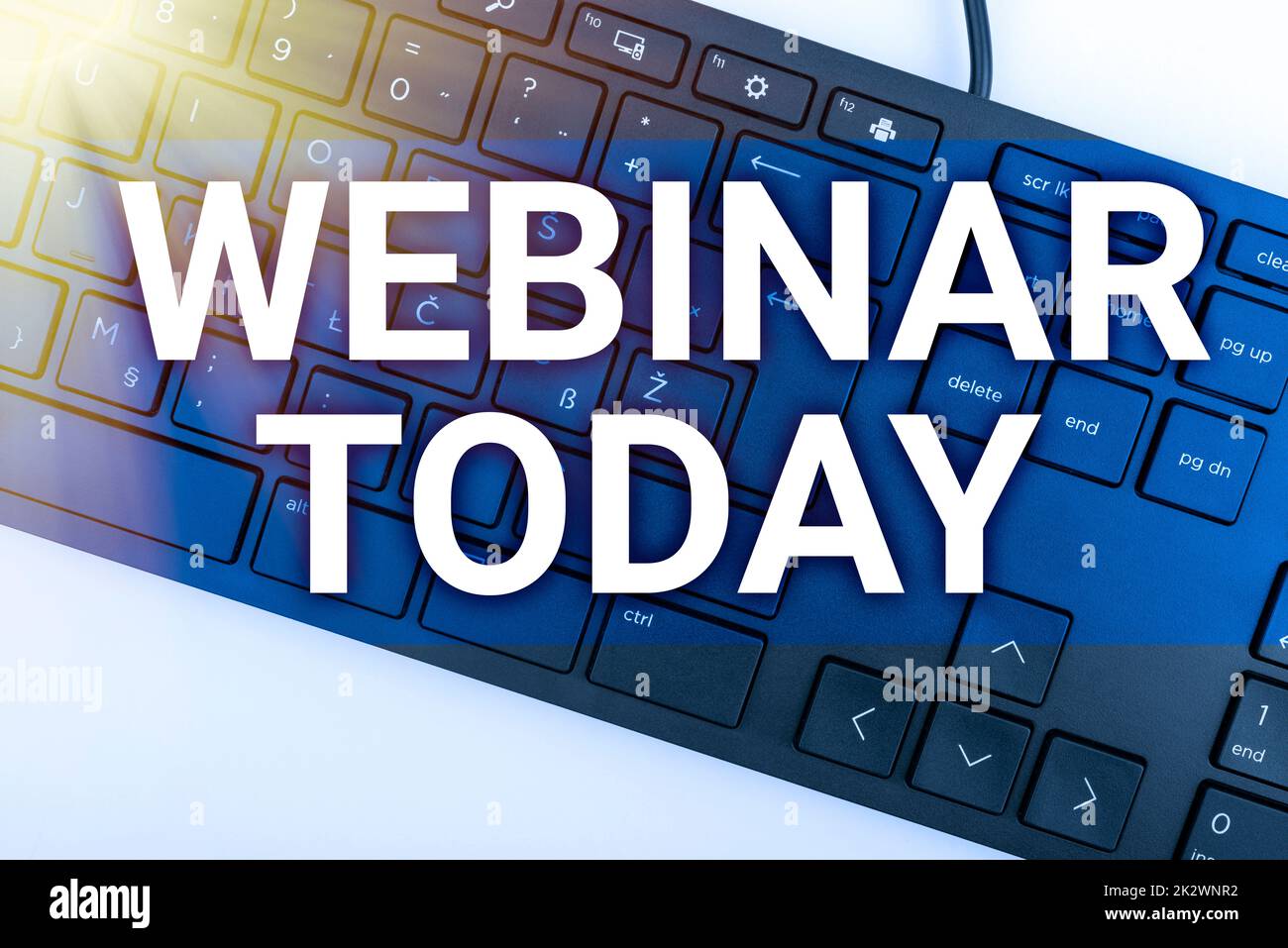 Text caption presenting Webinar Today. Conceptual photo live online ...