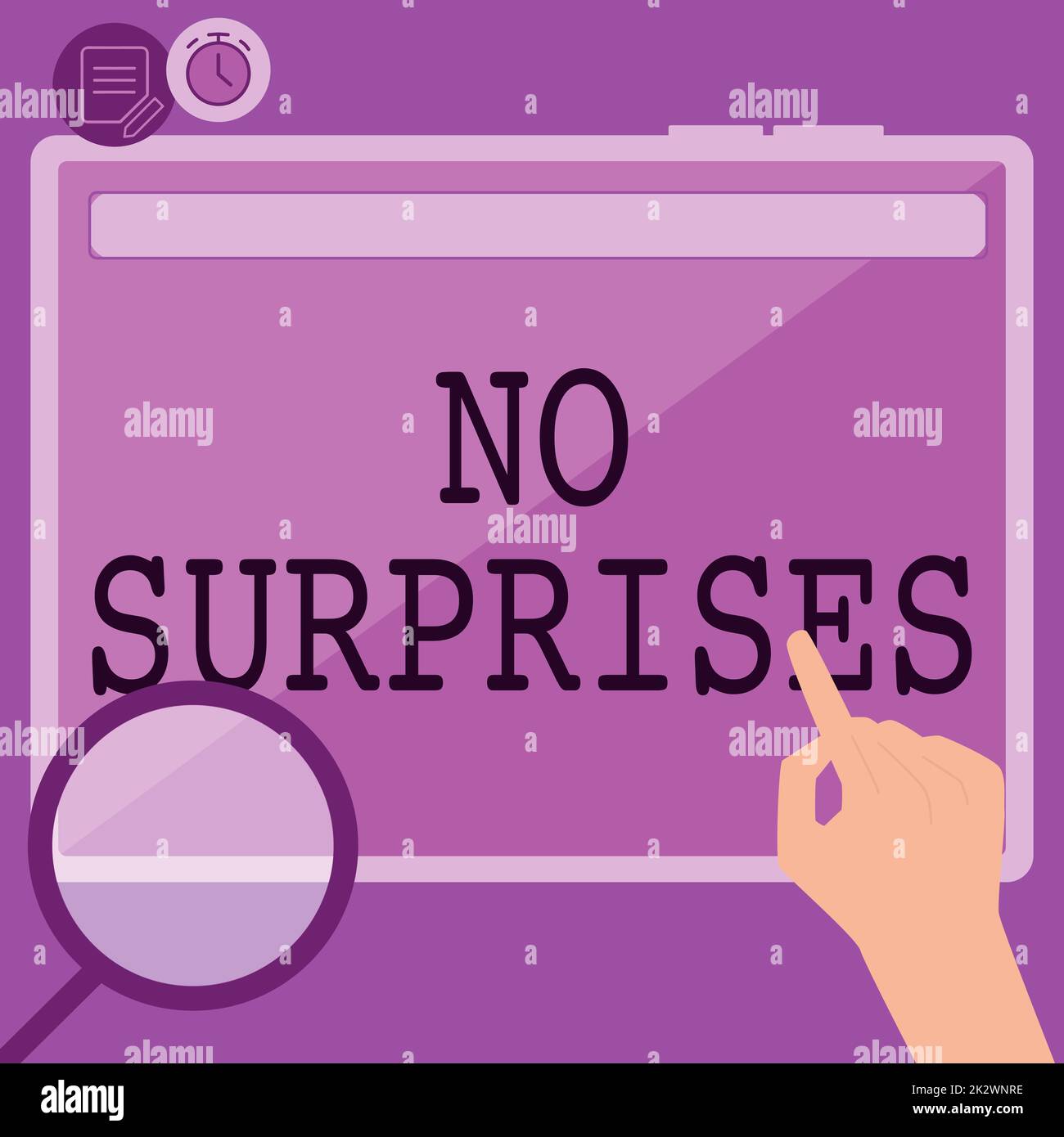 Text sign showing No Surprises. Internet Concept Presupposed Eventual ...