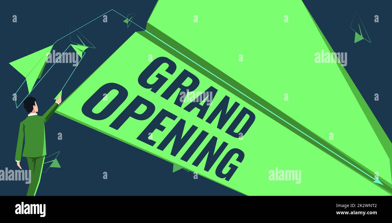 Inspiration showing sign Grand Opening. Business approach Ribbon ...