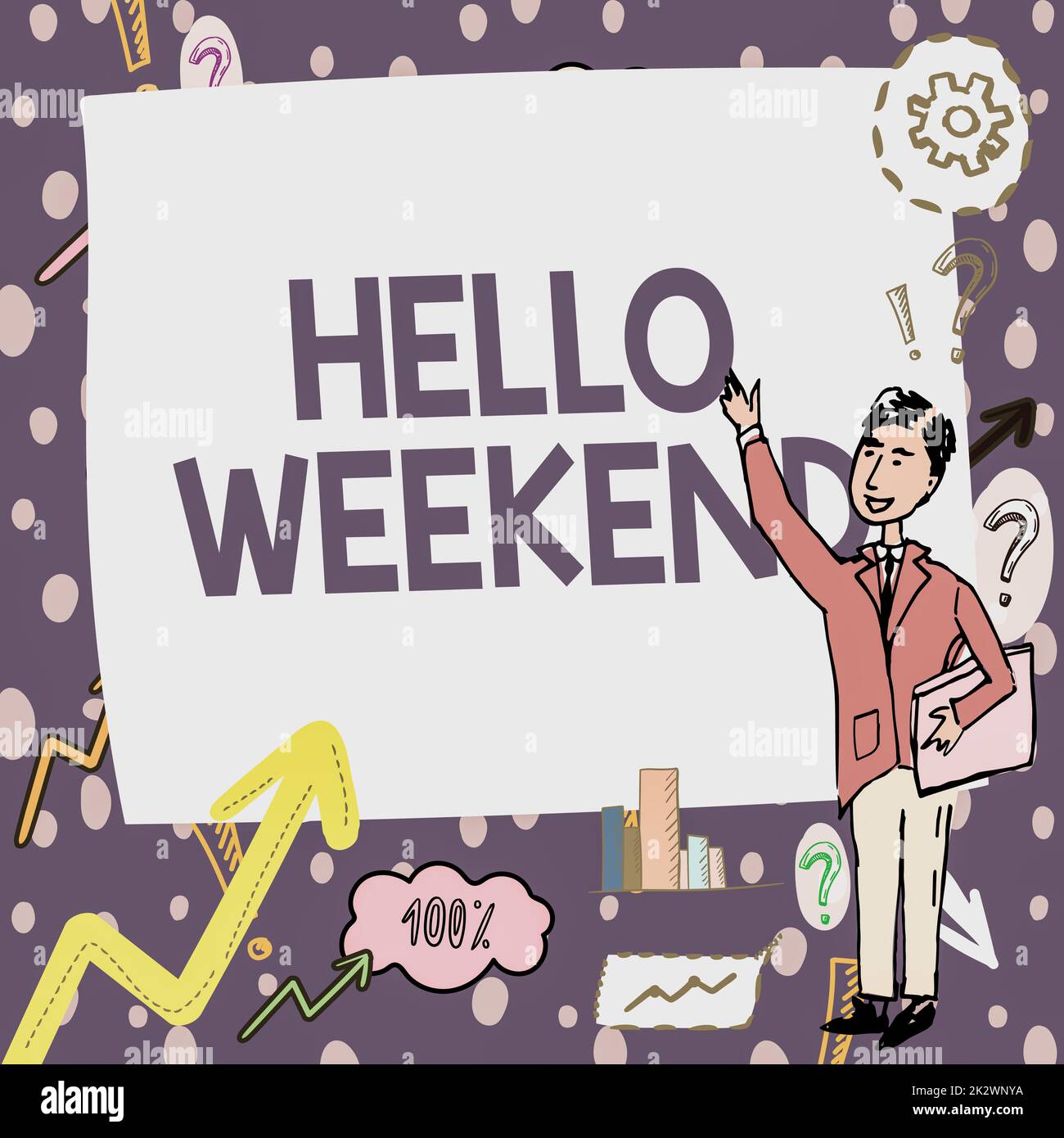 Sign displaying Hello Weekend. Concept meaning Getaway Adventure Friday ...