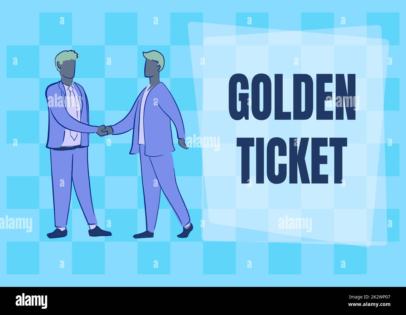 Text caption presenting Golden Ticket. Word Written on Rain Check ...