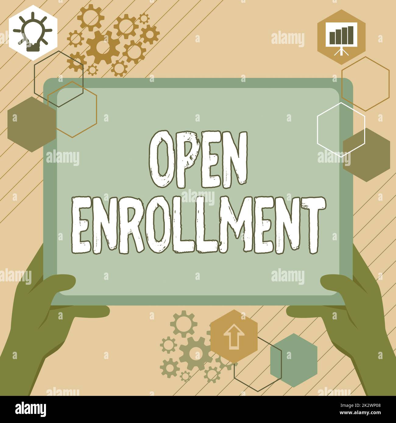 Text sign showing Open Enrollment. Business approach The yearly period ...