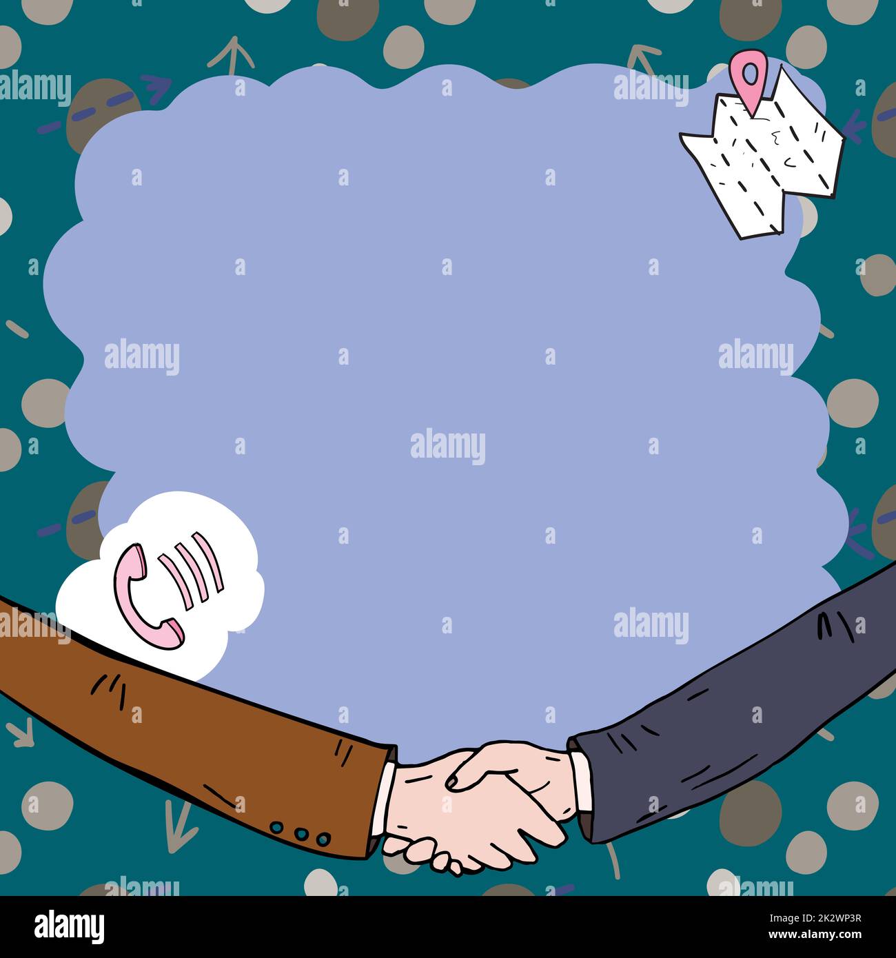 Blank frame decorated with communication harmony symbols. Empty poster ...