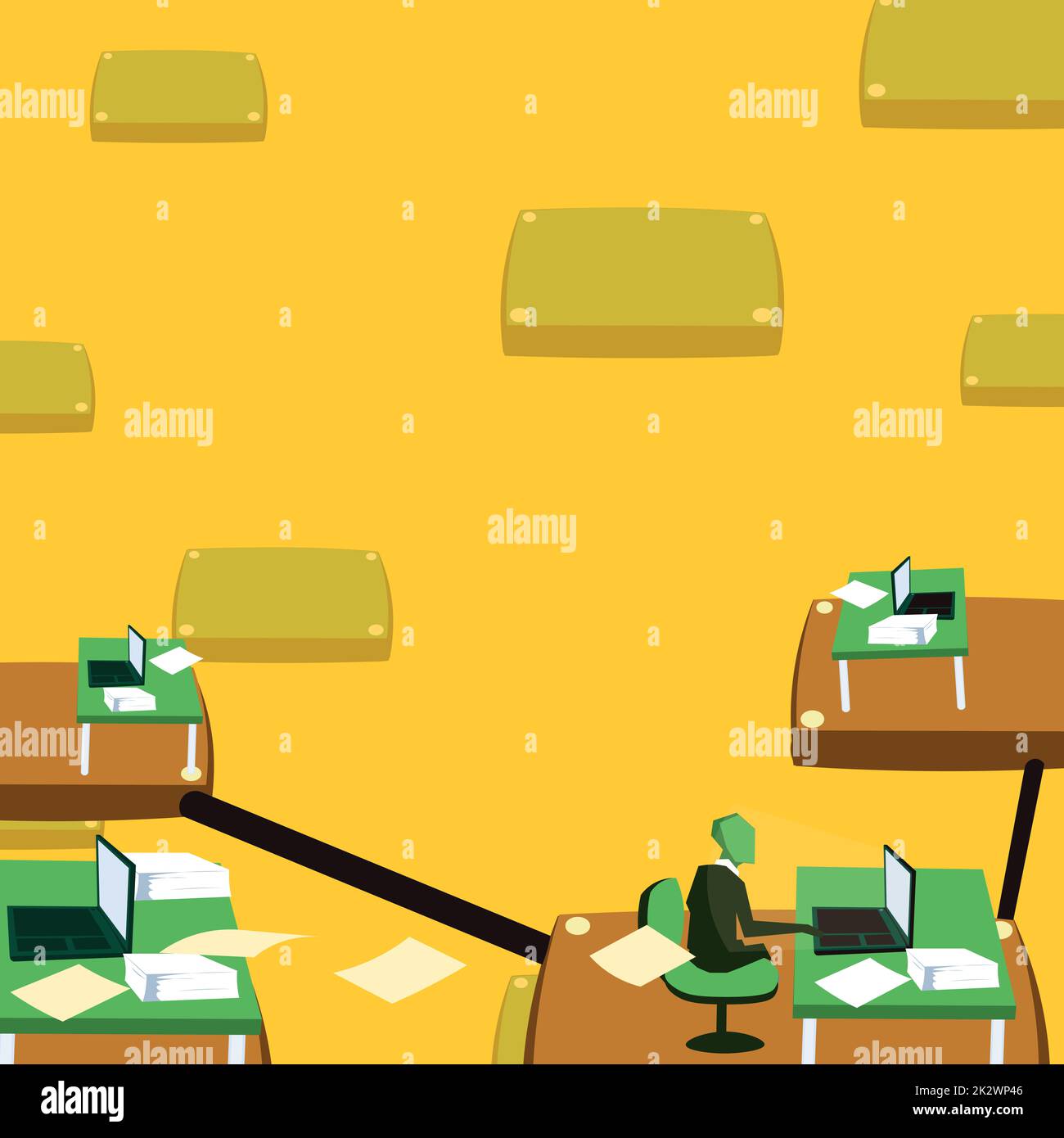 Team leader communicates virtually through computer. Male working over ...